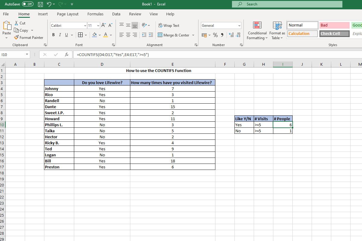 Jak používat funkci COUNTIFS v aplikaci Excel - 2025